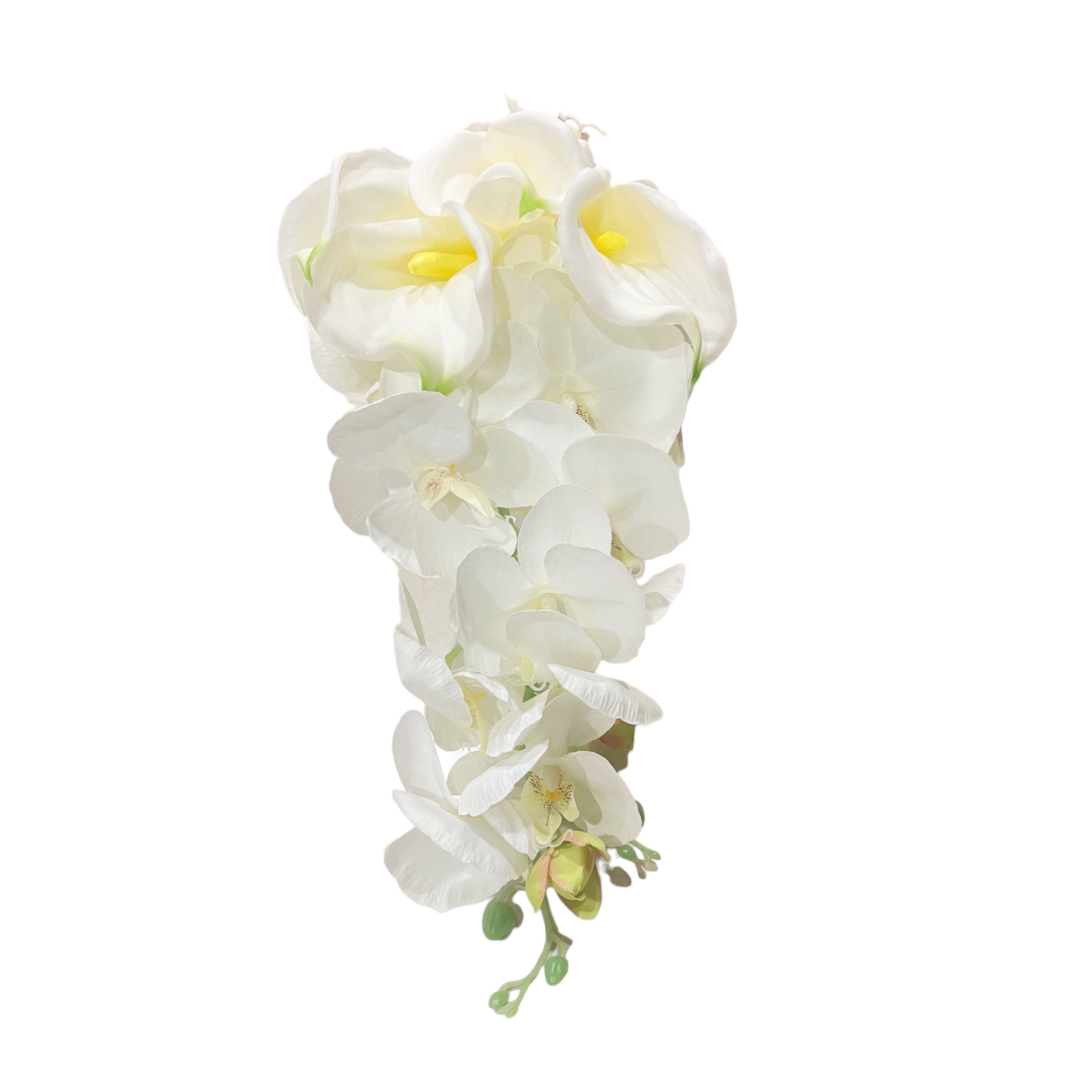 White Calla Lily and Orchid Artificial Bridal Wedding Bouquet – Sun Decorer